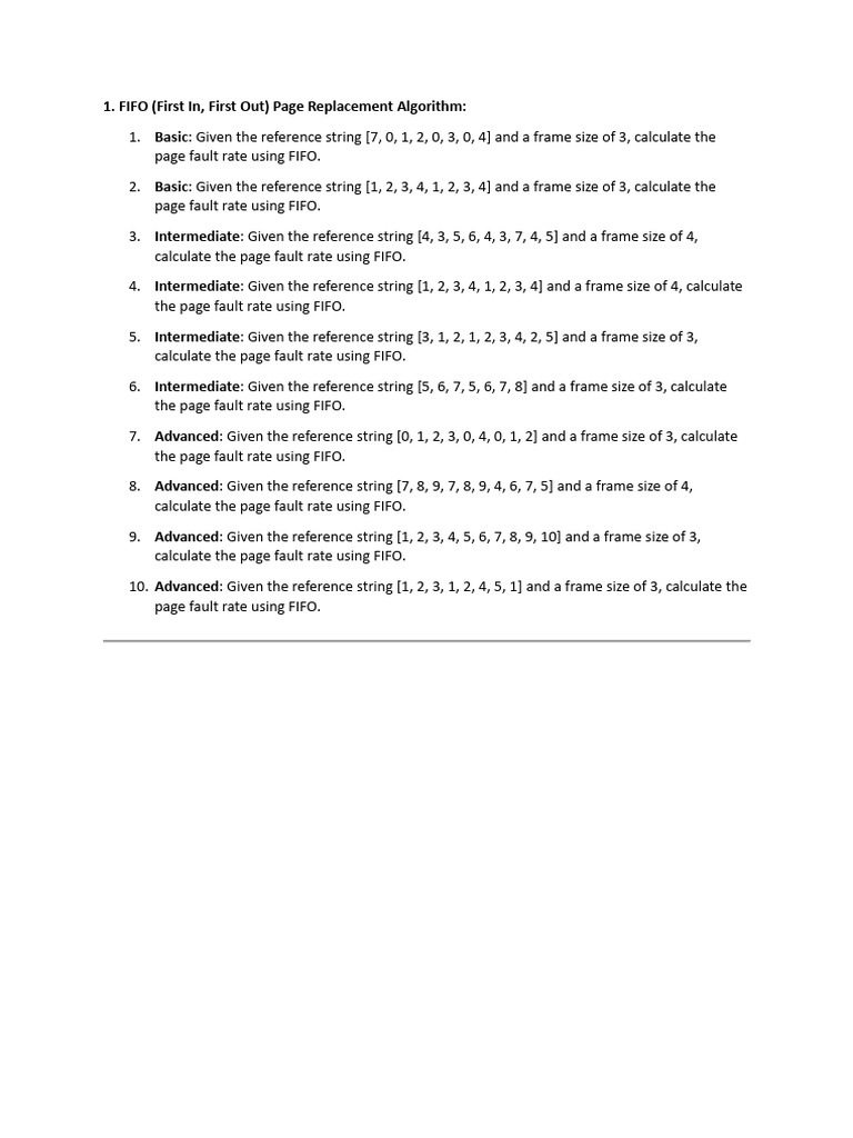 Practice Questions of Page Replacement Numerical | PDF | Algorithms ...