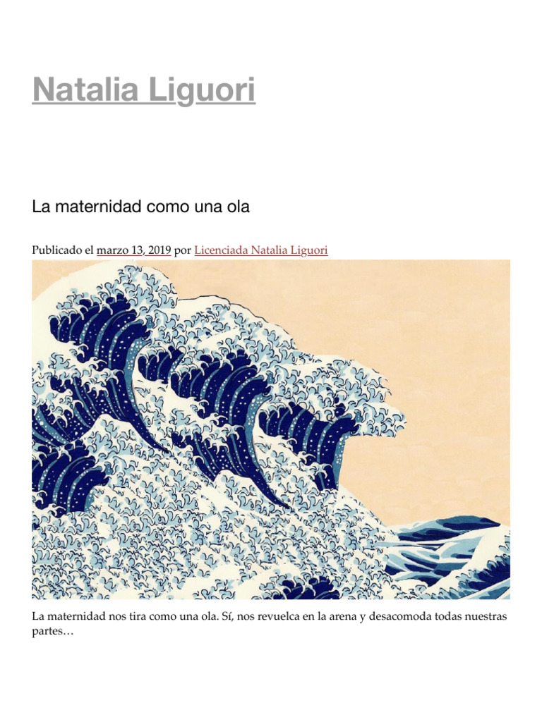 La Maternidad Como Una Ola - Natalia Liguori | PDF | Sicología