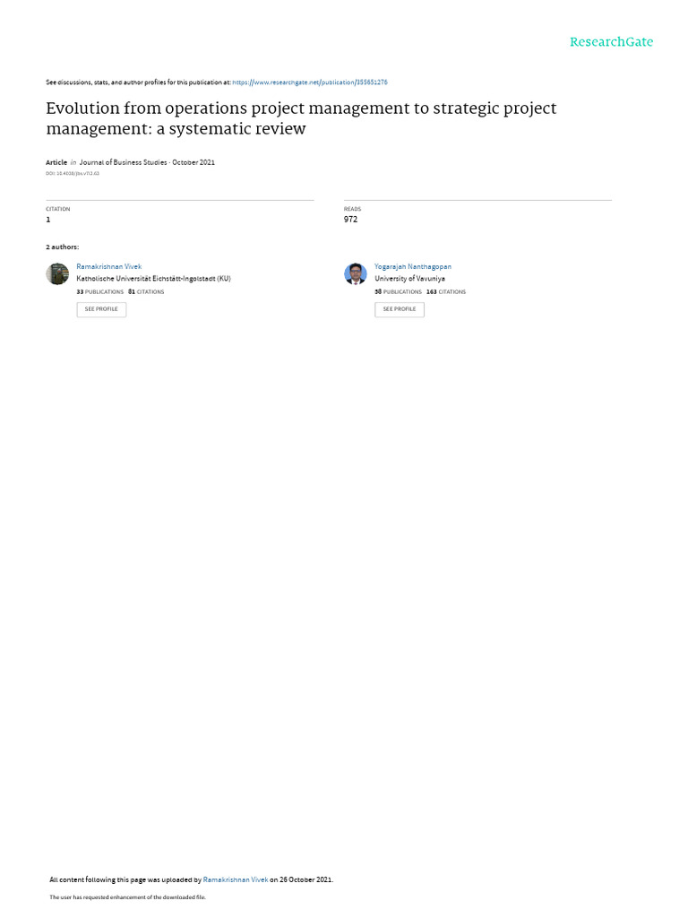 Evolution From Operations Project Management To Strategic Project ...