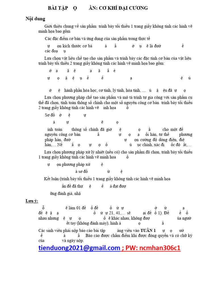 Bai Tap - Co Khi Dai Cuong - ME2030 - 2022 | PDF