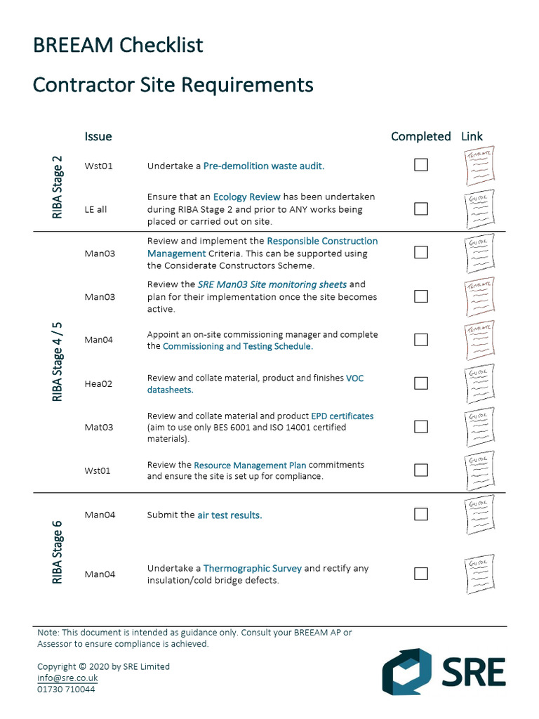Breeam Contractor Checklist v2 | PDF | Regulatory Compliance | Economy ...