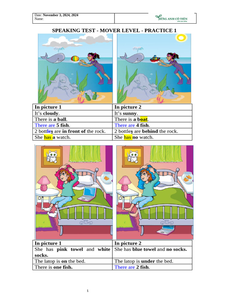 Mover Level Speaking Test Practice | PDF