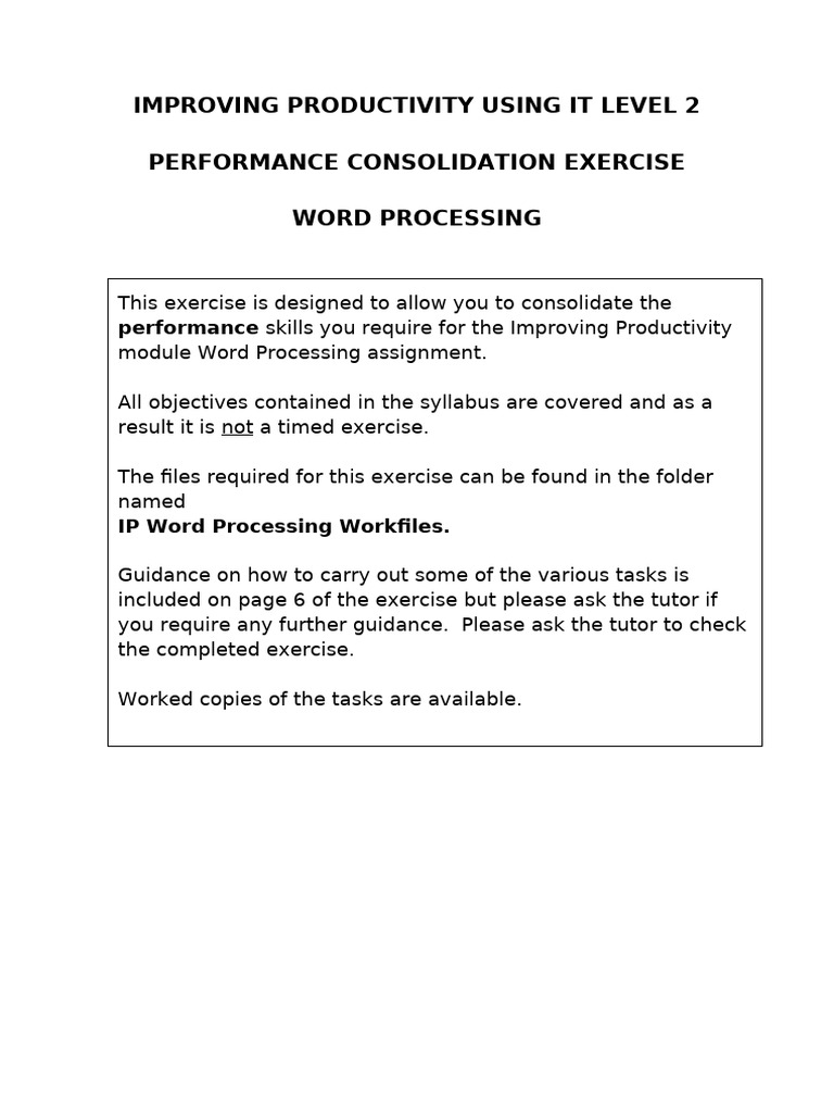 Word Processing Productivity Exercise | PDF | Computer File | Page Layout
