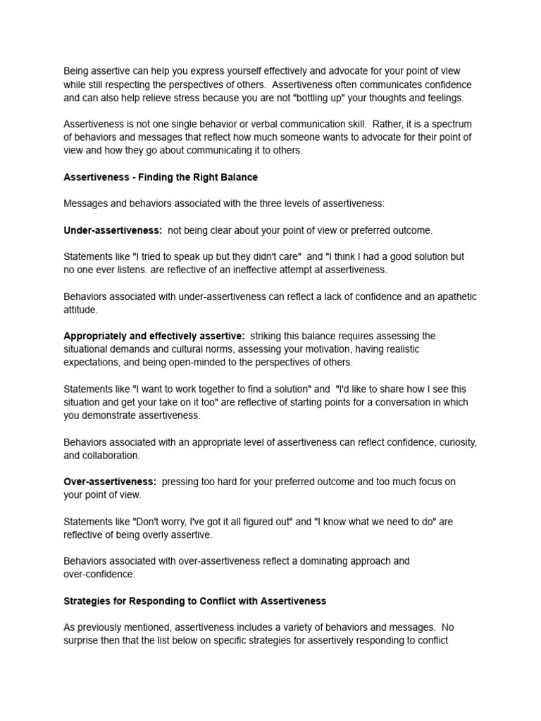 Comm 009 - Lecture of Being Assertive | PDF