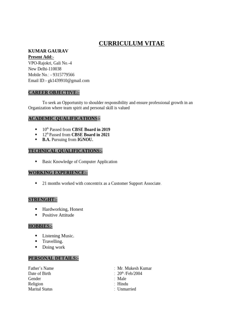 Kumar Gaurav's CV and Career Overview | PDF
