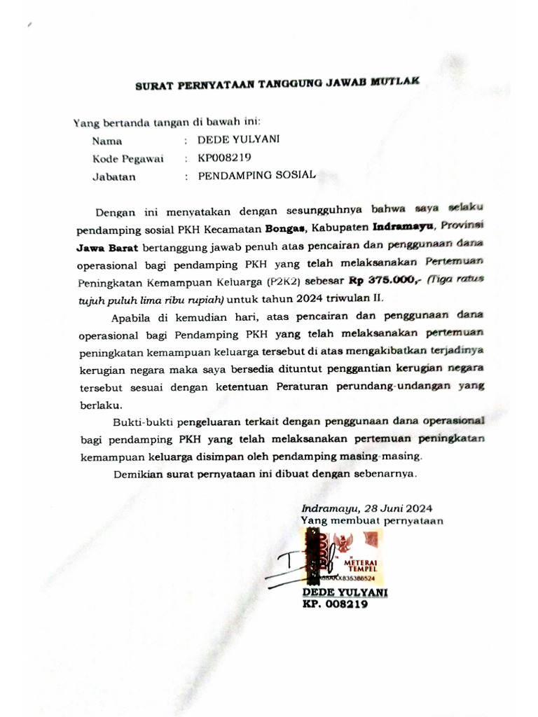 SPTJM_BOP_P2K2 _2024_DEDE YULYANI_BONGAS_INDRAMAYU | PDF