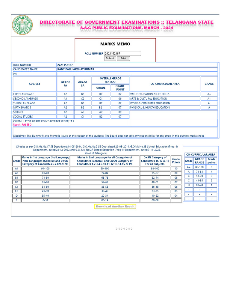 SSC Exam Marks Memo 2024 | PDF | Student Assessment And Evaluation ...