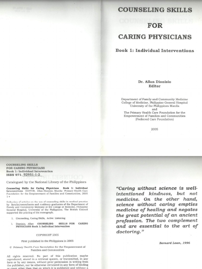 Counseling for Caring Physicians Book 1 Individual Interventions Compressed by Dionisio | PDF