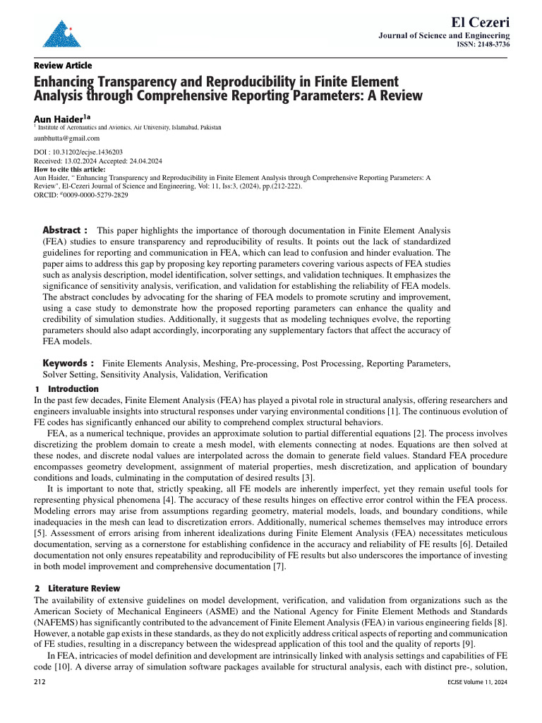 Enhancing Transparency and Reproducibility in Finite Element Analysis ...