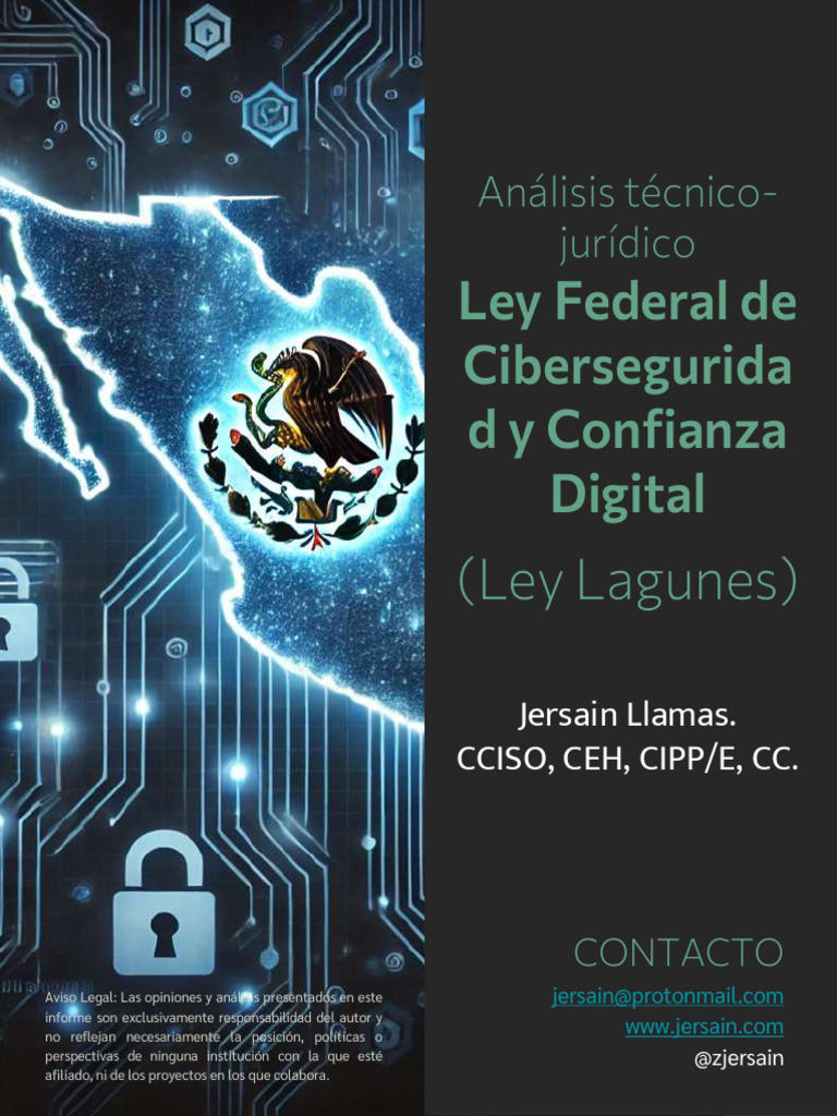 Análisis Técnico-Jurídico Ley Federal de Ciberseguridad y Confianza Digital (Ley Lagunes ...