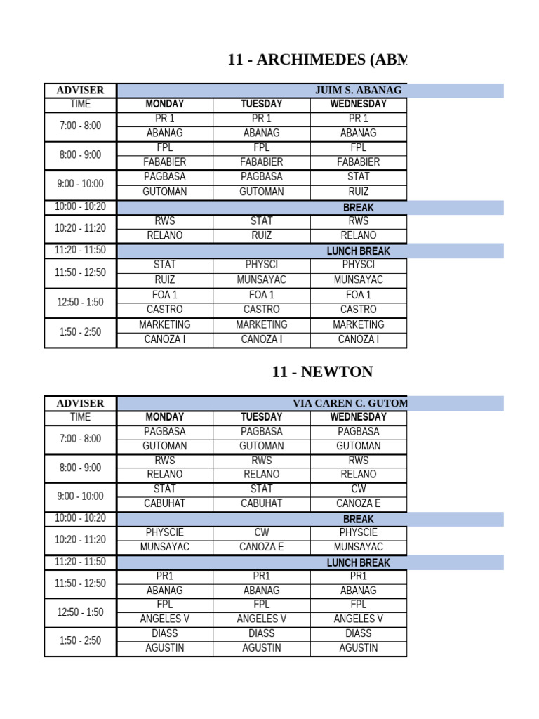 Classprogram 2ND Sem 2024-2025 | PDF