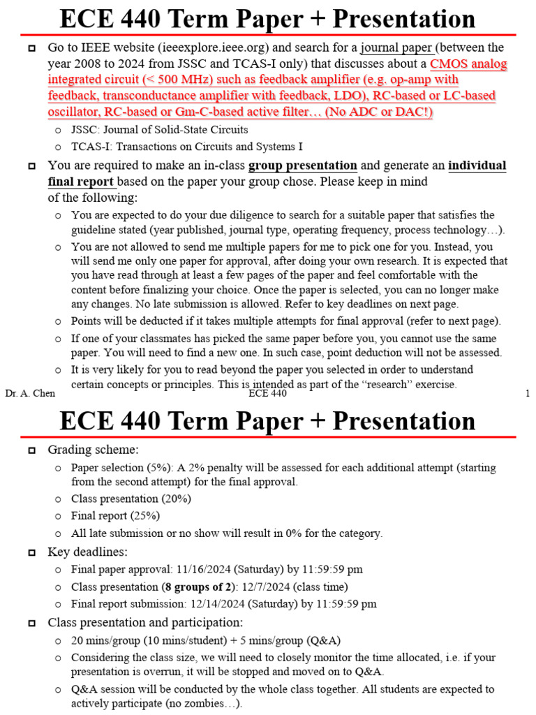 Term Paper Guideline Fall2024 | PDF | Electronic Design | Semiconductor Devices