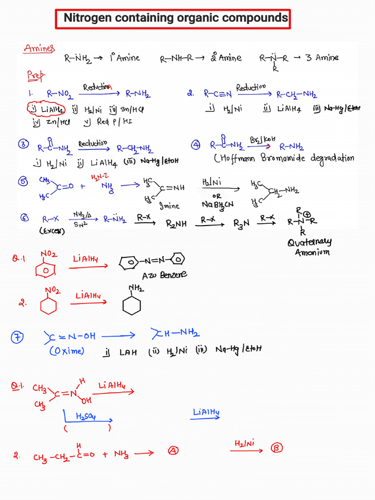 Nitrogen Containing Organic Compounds | PDF