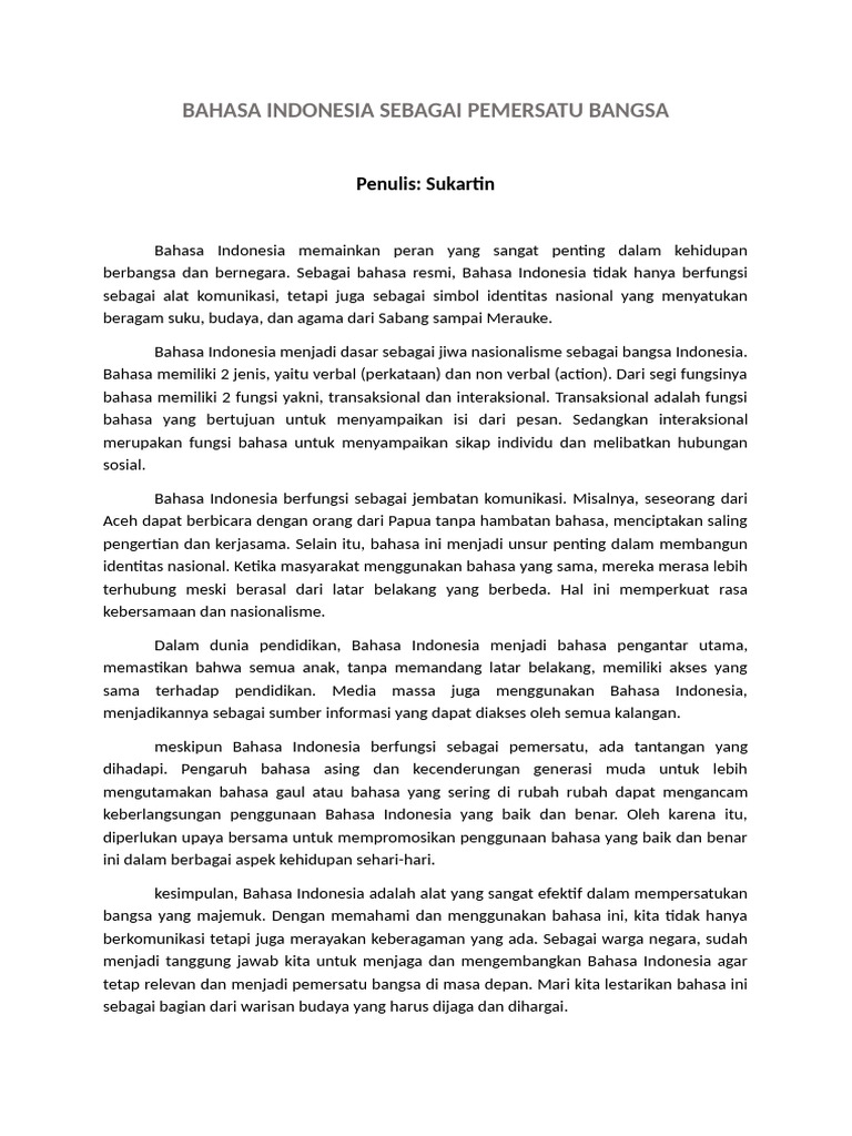 Bahasa Indonesia: Pemersatu Bangsa | PDF