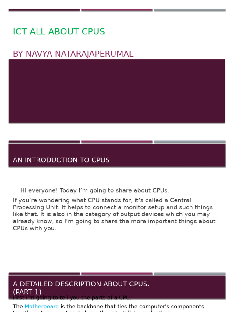 Ict All About Cpus | PDF | Central Processing Unit | Multi Core Processor