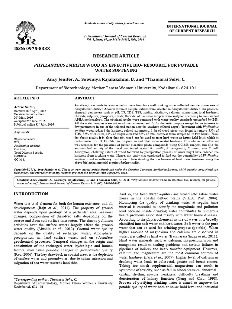 Amla wood research | PDF | Magnesium | Water