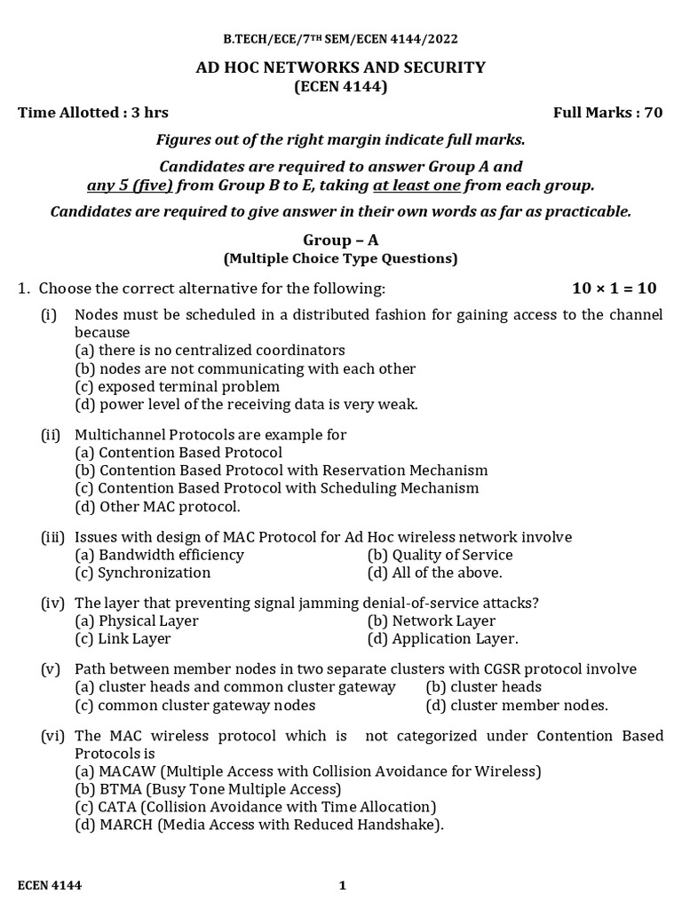 Ad Hoc Networks and Security-Ecen 4144-2022 | PDF | Wireless Ad Hoc Network | Computer Network