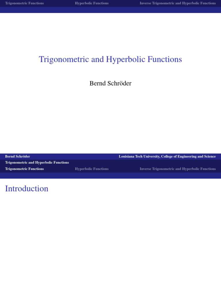 9_trig_hyp | PDF | Trigonometric Functions | Geometry