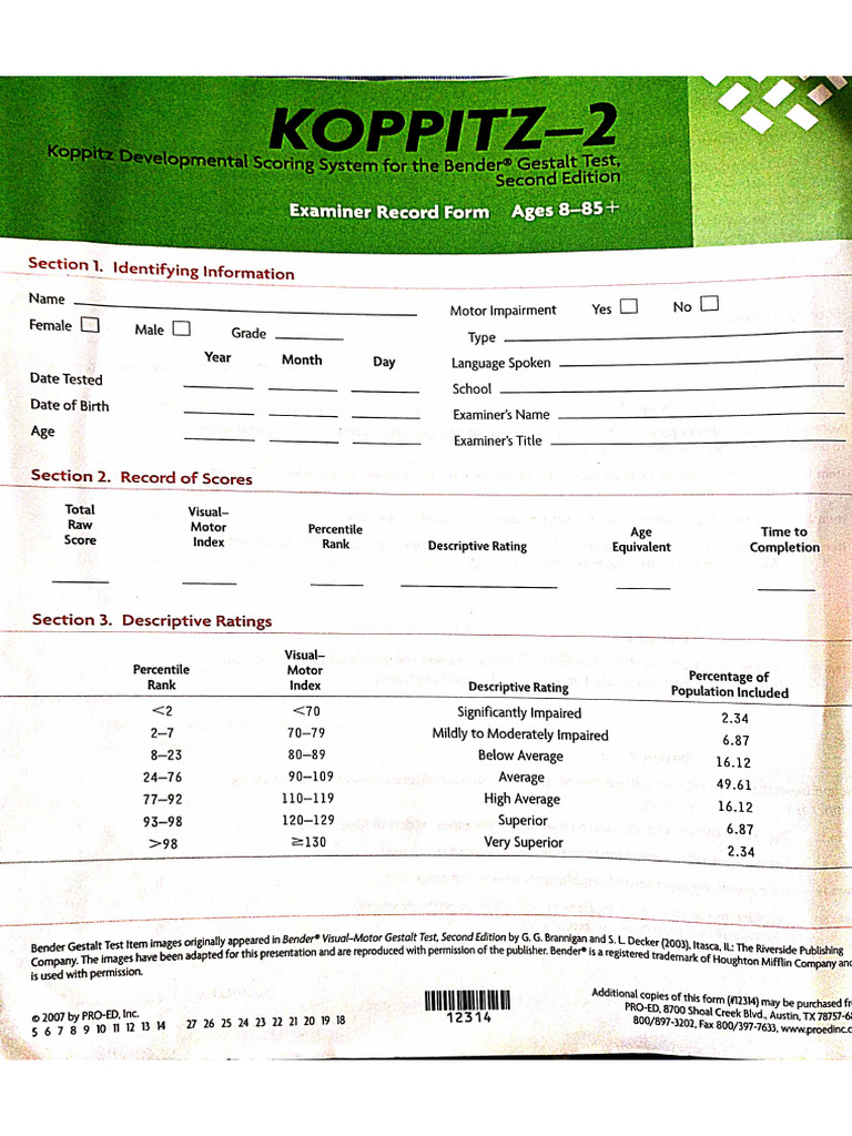 BGT Scoring Sheet and Manual | PDF