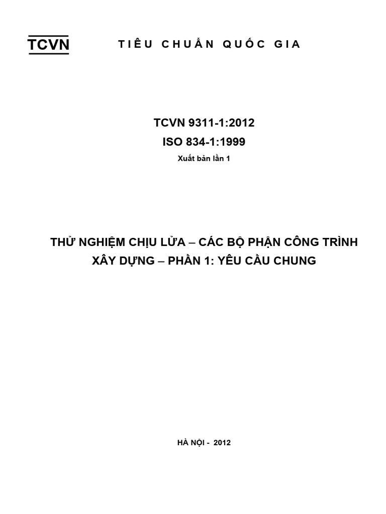 Tieu Chuan TCVN 9311 1 2012 Yeu Cau Thu Nghiem Chiu Lua Voi Cac Cong Trinh Xay Dung | PDF
