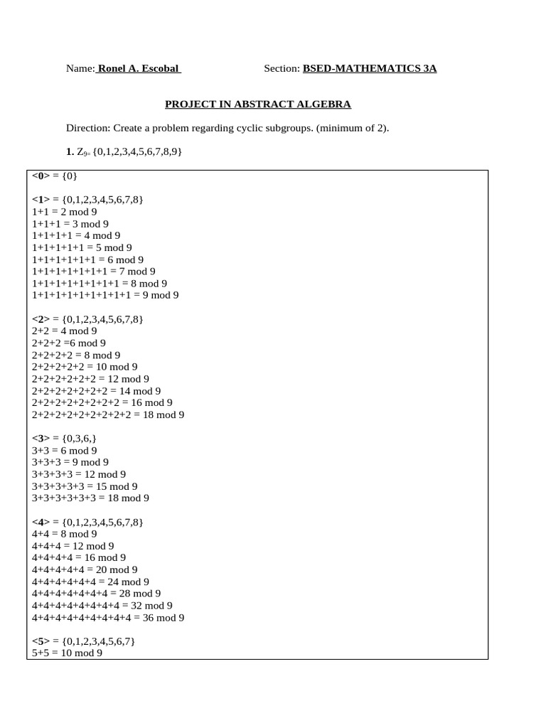 PROJECT | PDF | Group Theory | Abstract Algebra