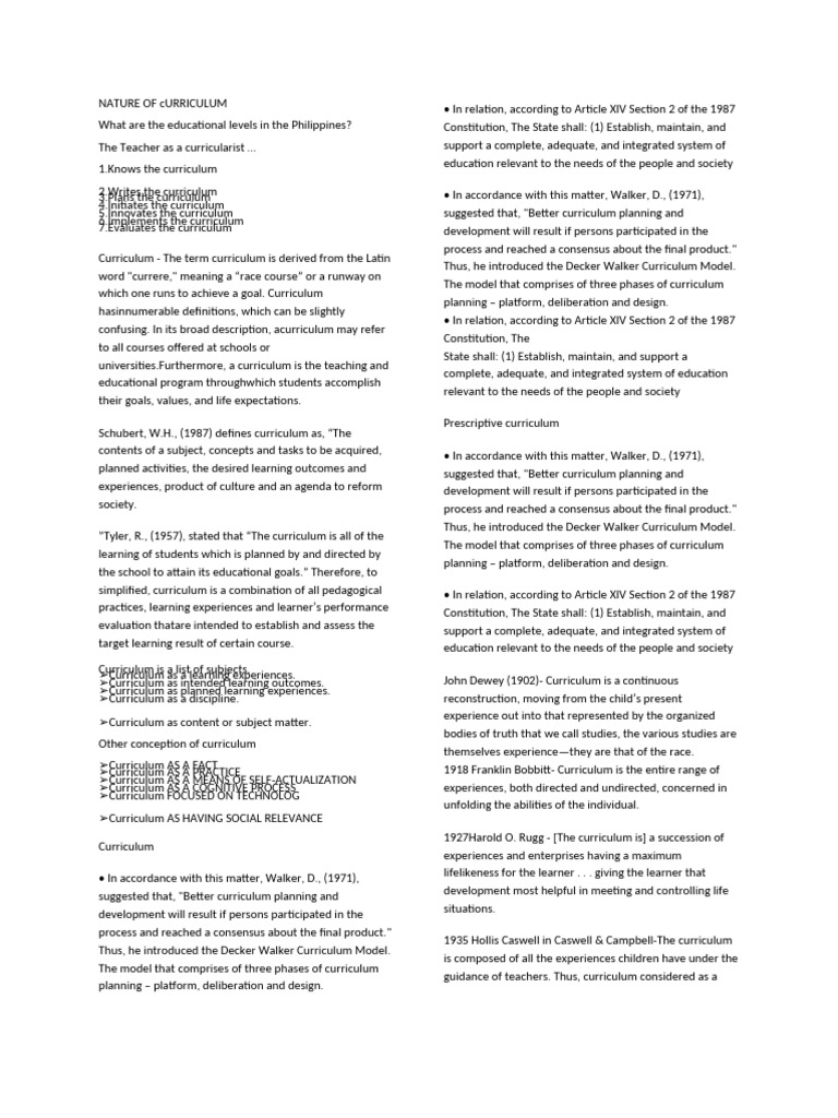 NATURE OF cURRI-WPS Office | PDF | Curriculum | Learning