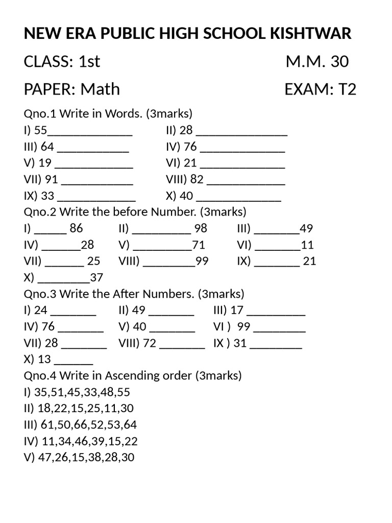 1st math t2 | PDF