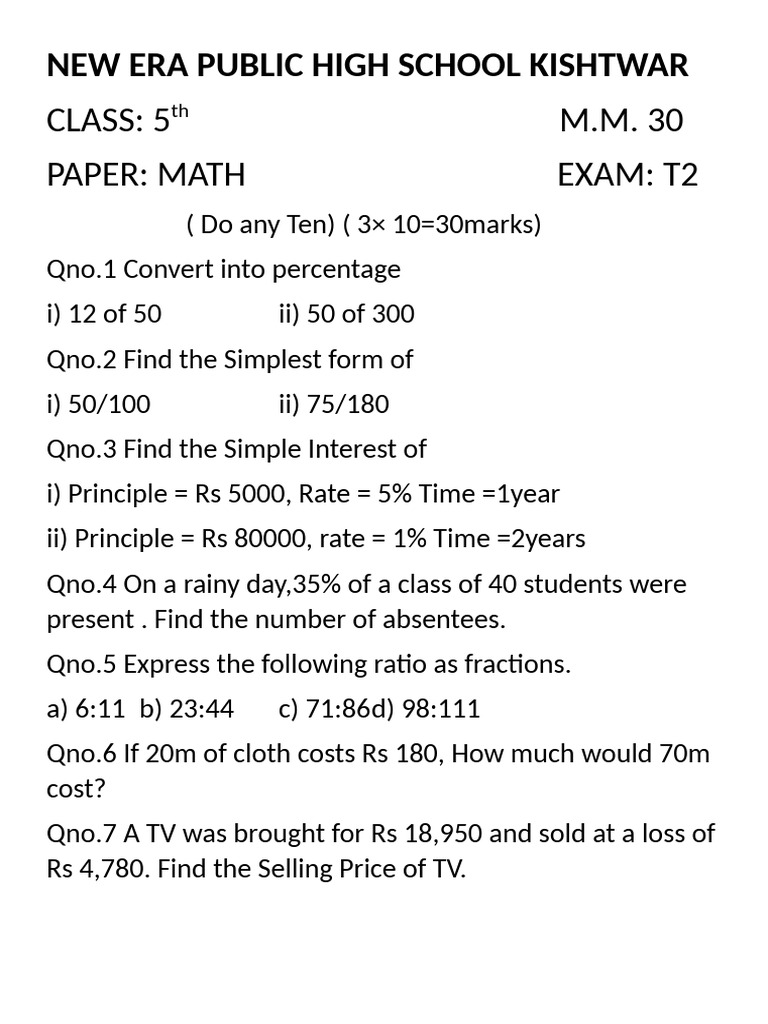 5th math t2 | PDF