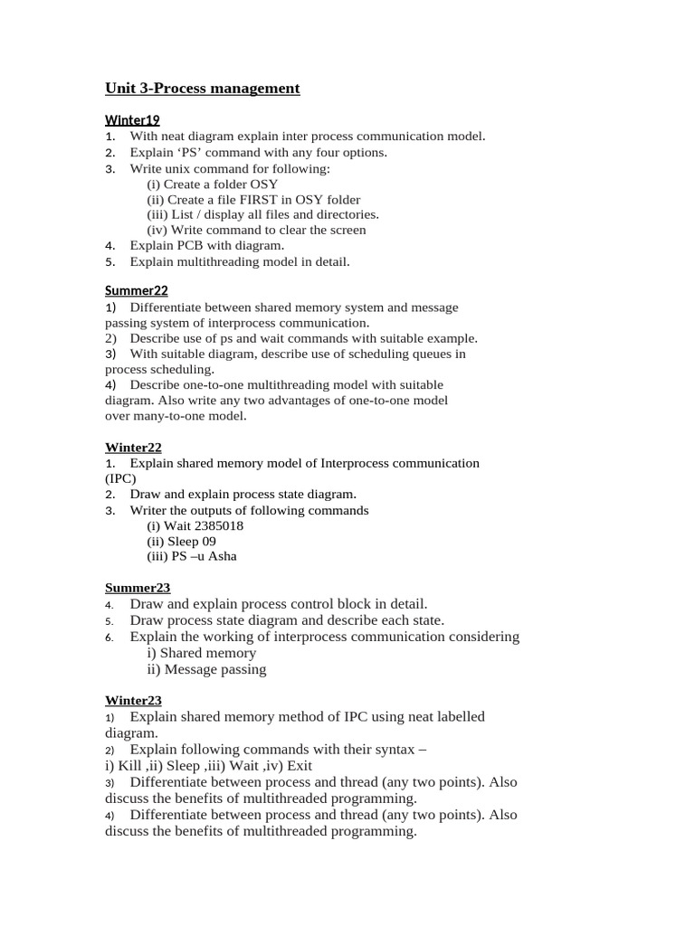 Unit 3-Process Management | PDF