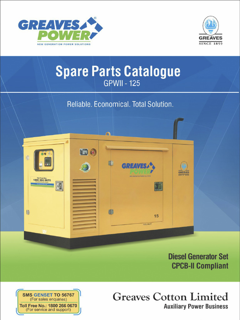 Spare Parts Catalogue 125 KVA Genset-Greaves(28.03.2017) | PDF | Piston ...