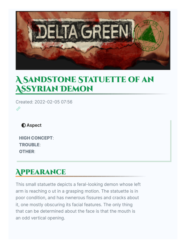 Assyrian Demon Statuette Mystery | PDF