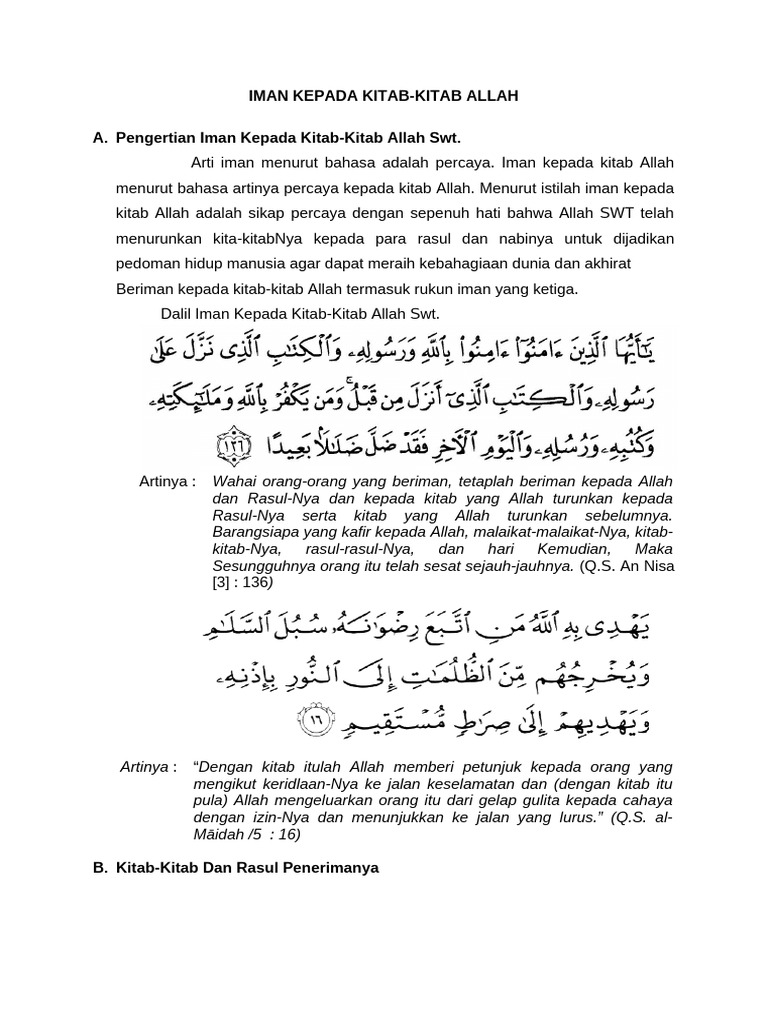 Iman kepada Kitab-Kitab Allah SWT | PDF