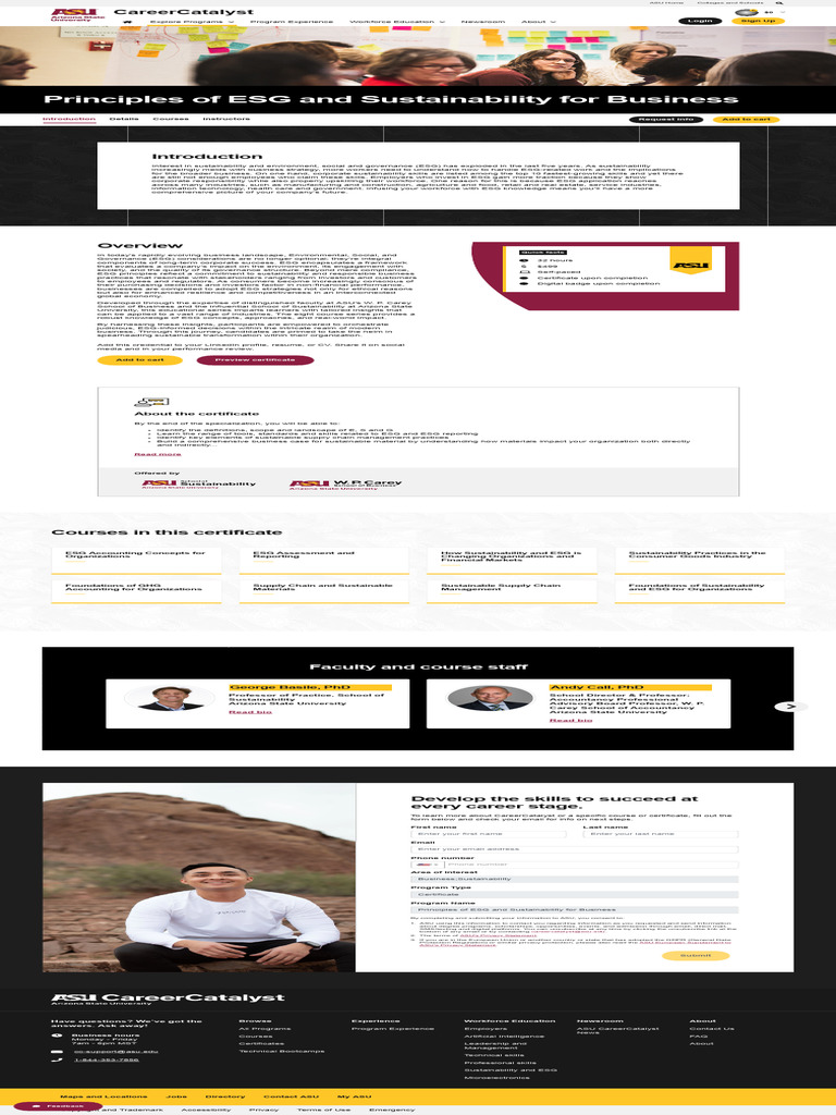 ESG and Sustainability Principles for Business - ASU CareerCatalyst | PDF | Business | Economies