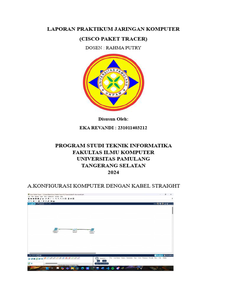 Laporan Praktikum Jaringan Komputer Eka Revandi 231011403212 | PDF