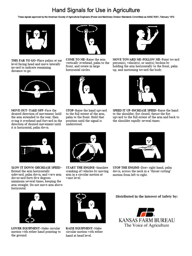 Hand Signals For Use in Agriculture | PDF