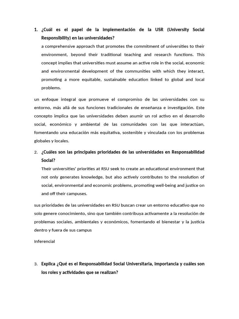 Responsabilidad Social Universitaria: Impacto y Prioridades | PDF ...