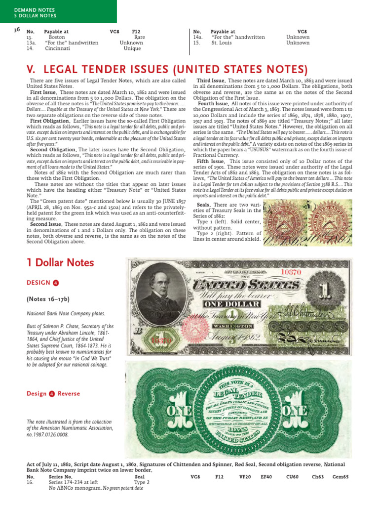 Legal Tender Notes Overview | PDF | United States Note | Currencies Of ...