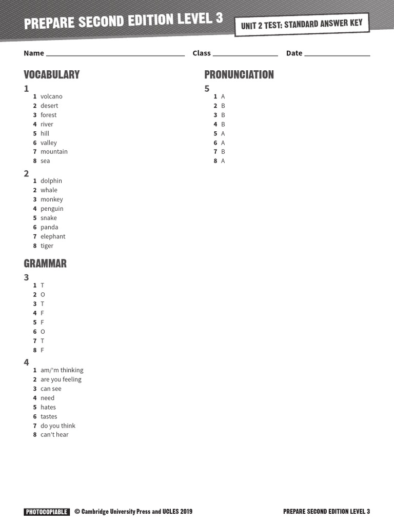 Pre Ut U2s Answerkey | PDF
