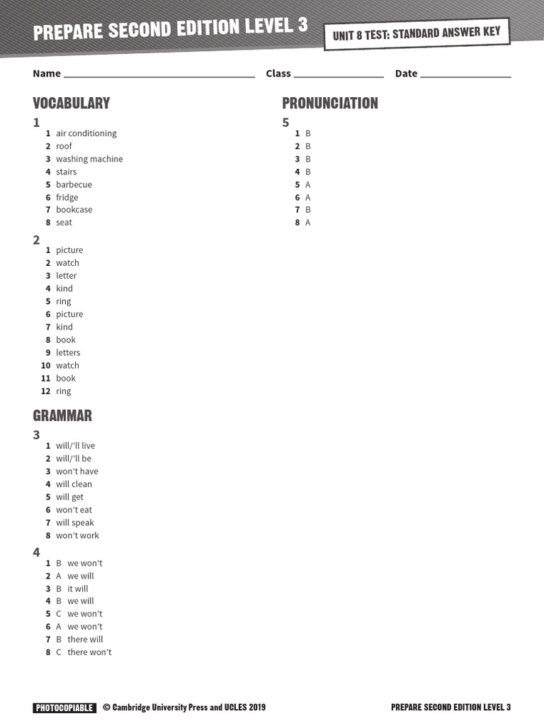 Pre Ut U8s Answerkey | PDF