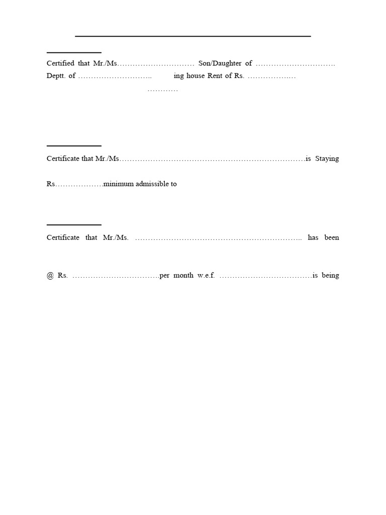 HRA Certificate | PDF