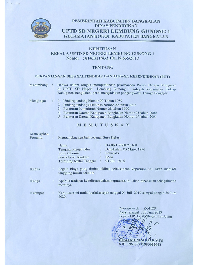 SK KS 2019 - Badrus Sholeh | PDF