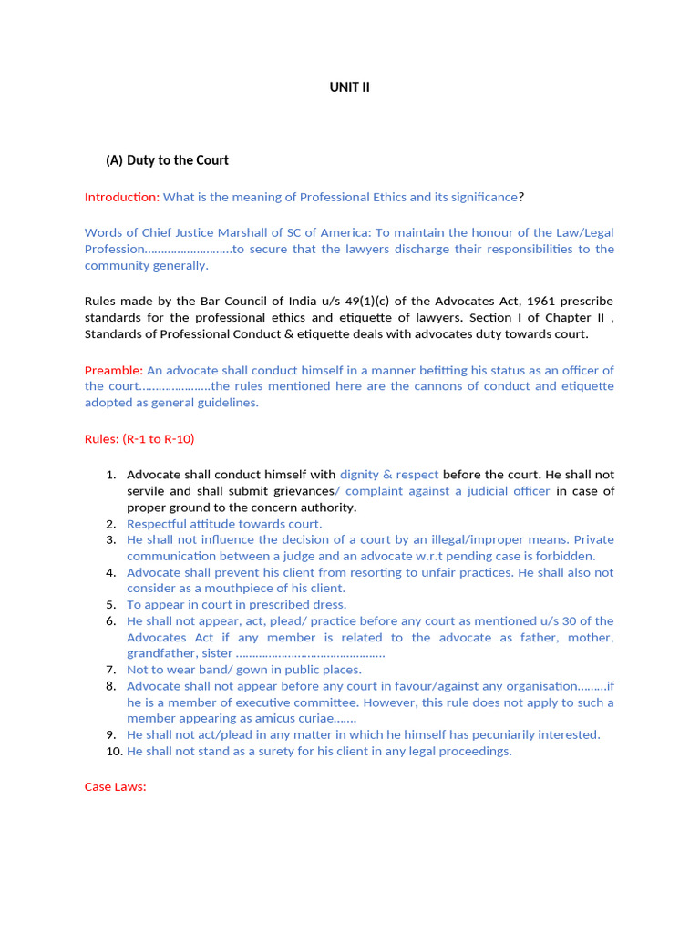 UNIT II (1) | PDF | Advocate | Lawyer