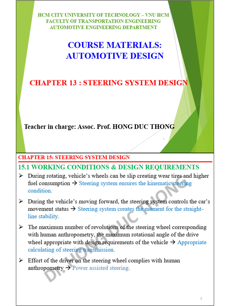 Steering System Design Overview | PDF | Steering | Vehicles