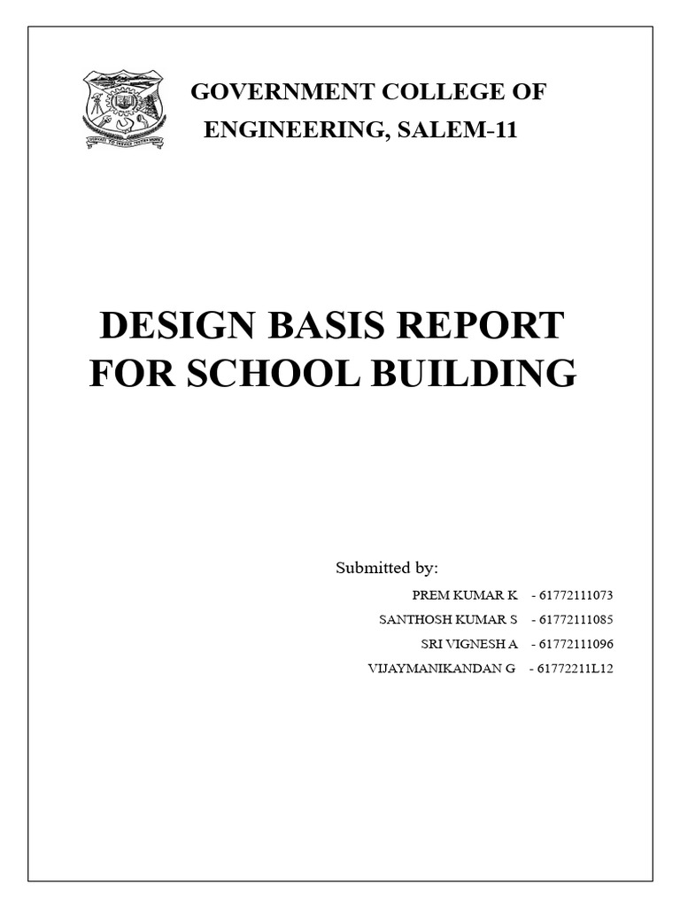 Design Basis Report For School Building | PDF | Concrete | Earth Sciences