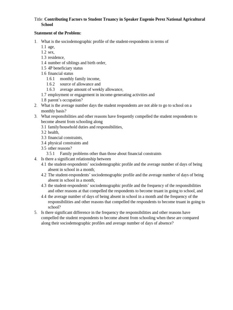 Factors Influencing Student Truancy | PDF | Social Institutions