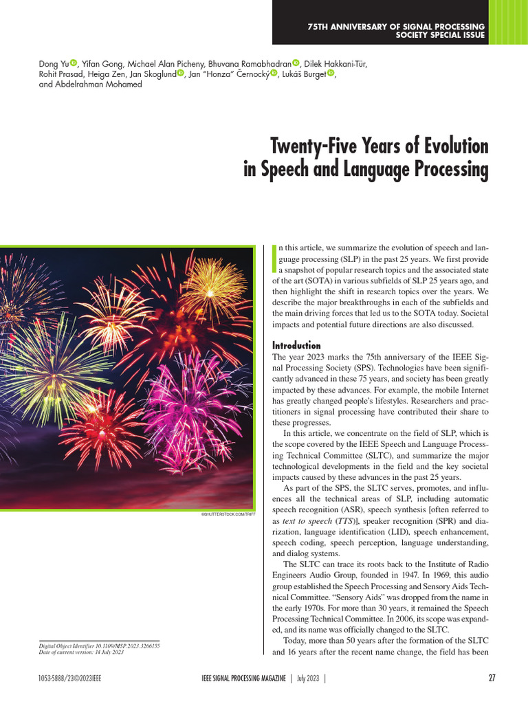 25 Years of Speech Processing Evolution | PDF | Deep Learning | Speech ...