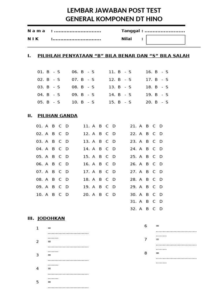 LB - General Komponen - HINO | PDF