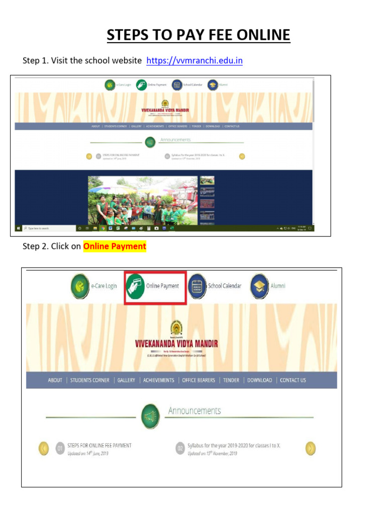 Steps To Pay Fee Online | PDF