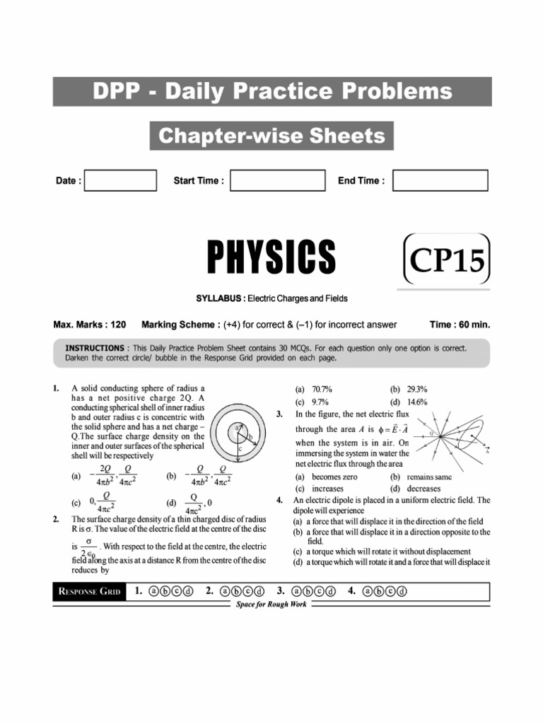 Eletric Charges and Field DPP | PDF