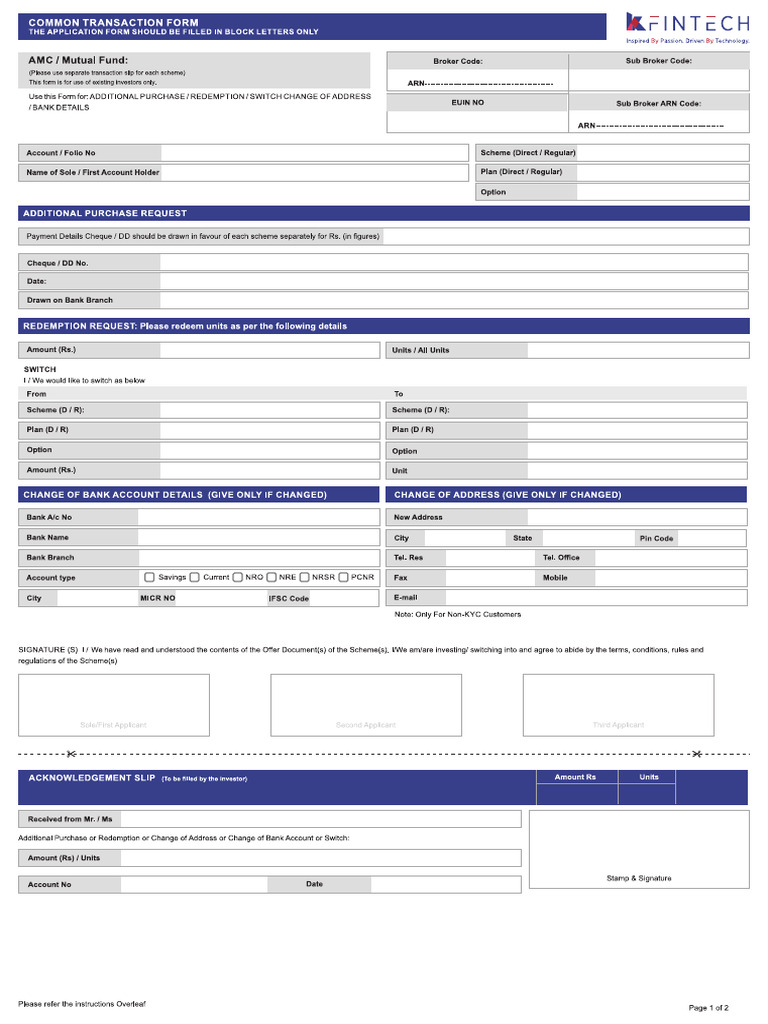 Common Transaction Form New | PDF